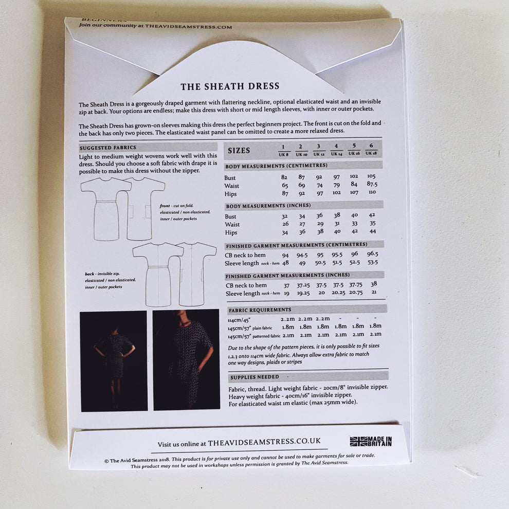 The Sheath Dress Sewing Pattern - UK Sewing Pattern – Organic Fabric ...